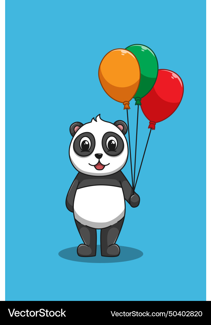 Panda with balloon cartoon Royalty Free Vector Image