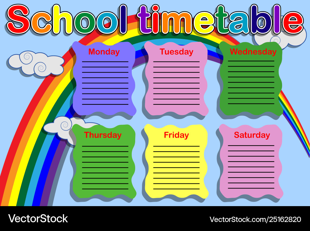 School timetable with paint cans Royalty Free Vector Image