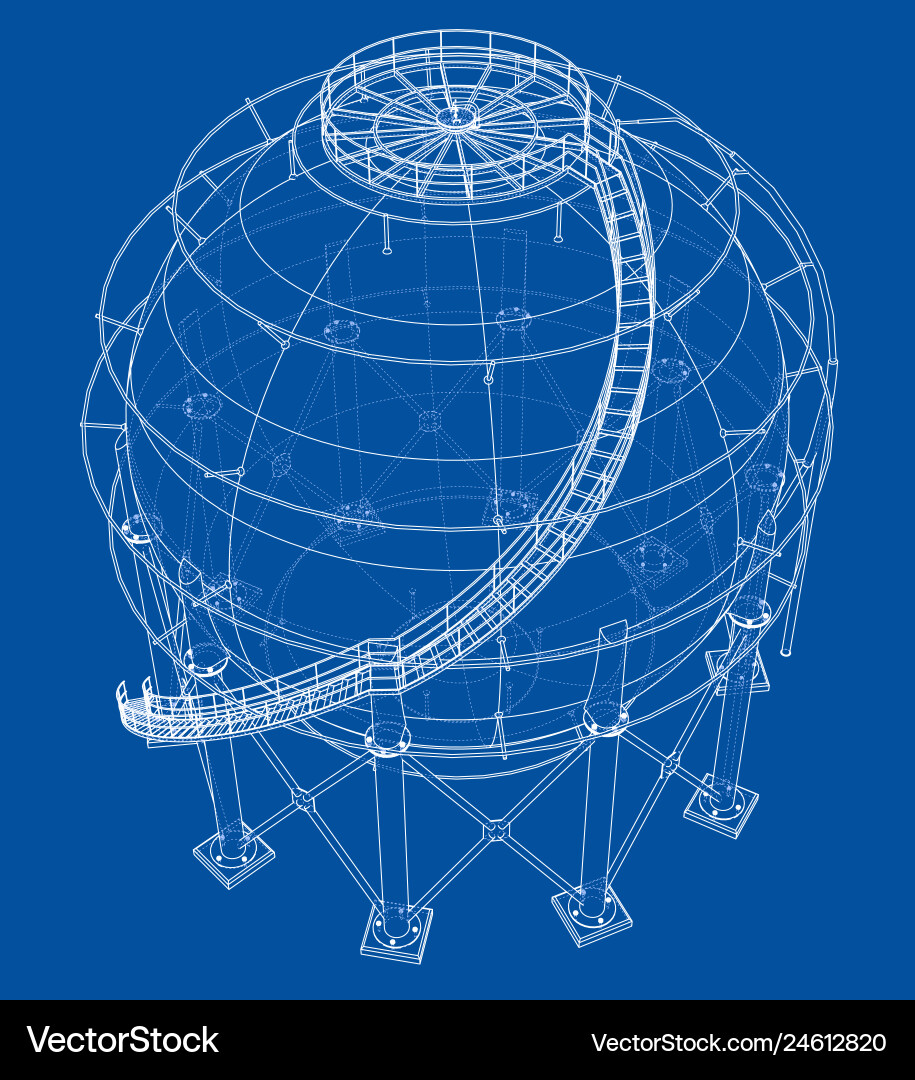 Spherical gas tank outline Royalty Free Vector Image