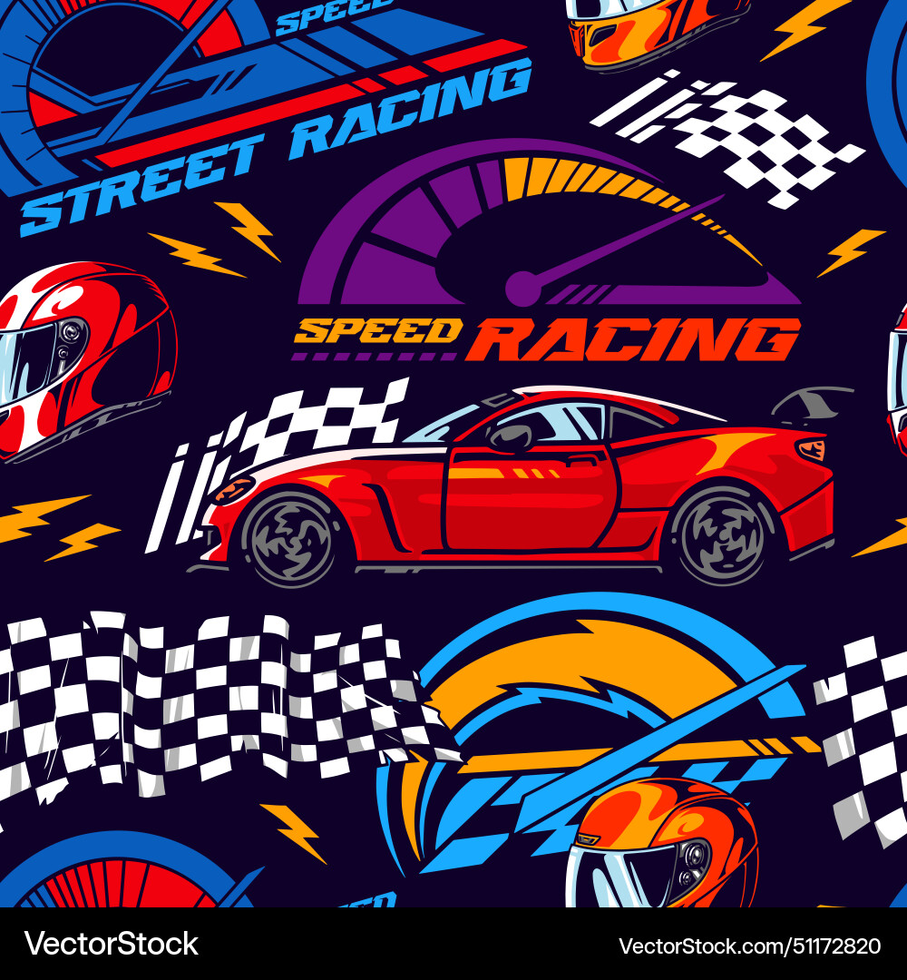 Street racing seamless pattern colorful Royalty Free Vector