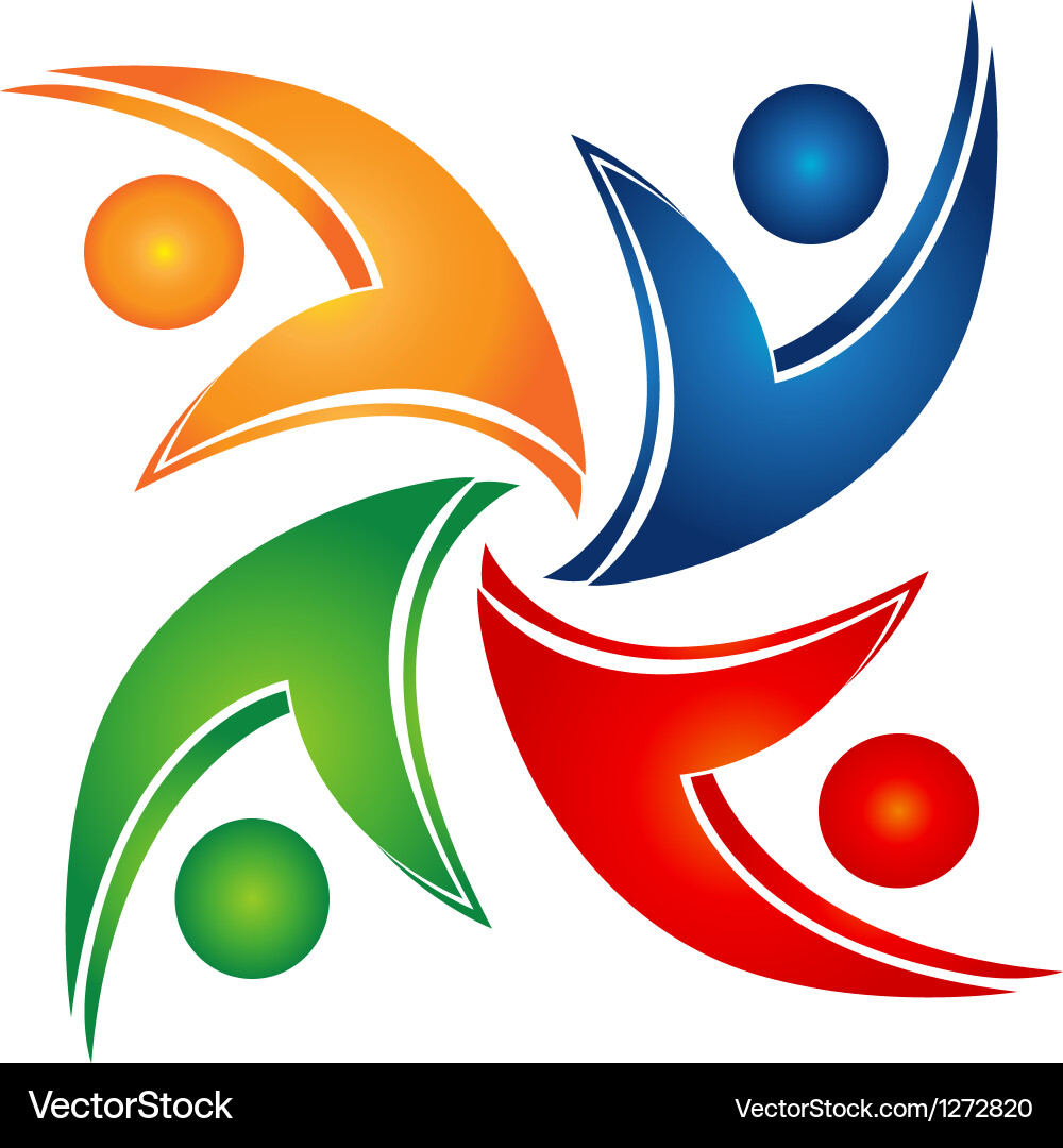 Swooshes teamwork union logo Royalty Free Vector Image