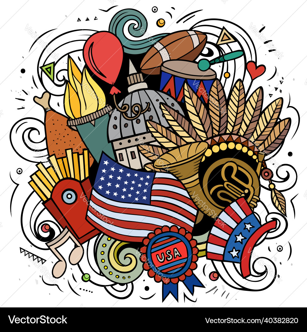 Usa cartoon doodle Royalty Free Vector Image - VectorStock
