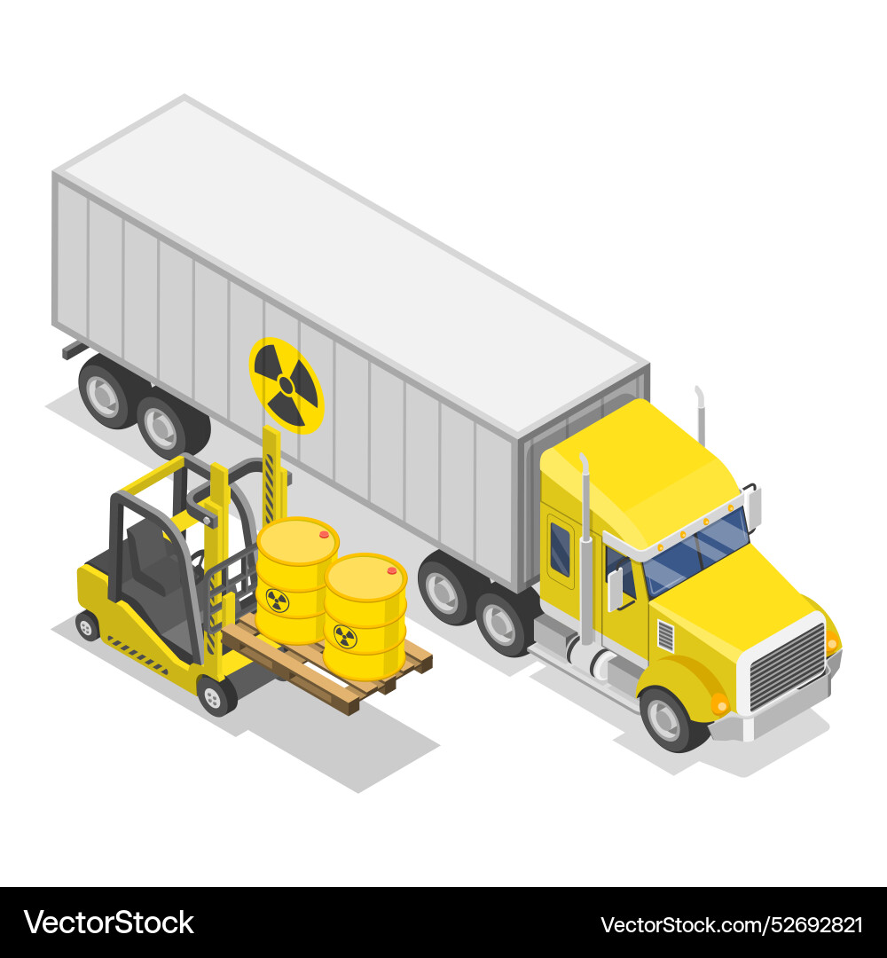 3d isometric flat set of radioactive waste Vector Image