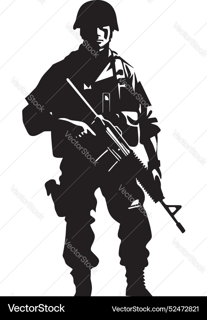 Armed sentinel black icon design for soldier Vector Image