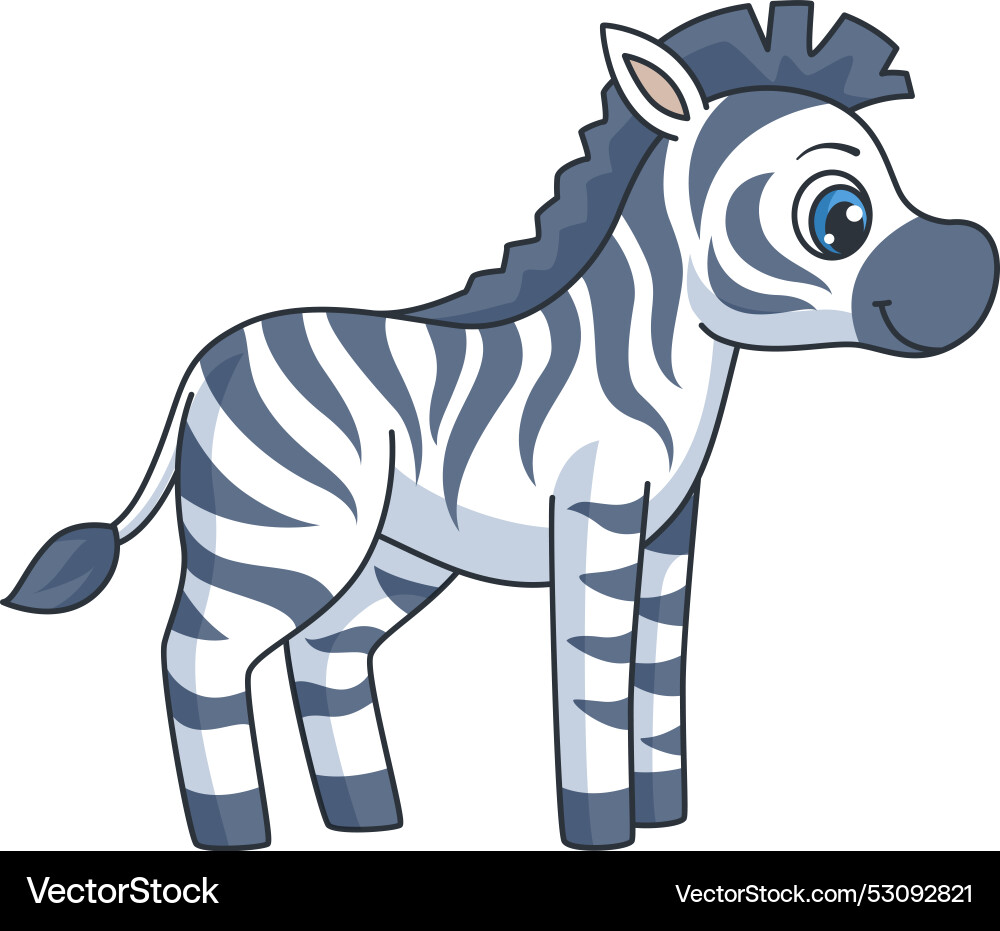 Cute cartoon baby zebra character kid design Vector Image