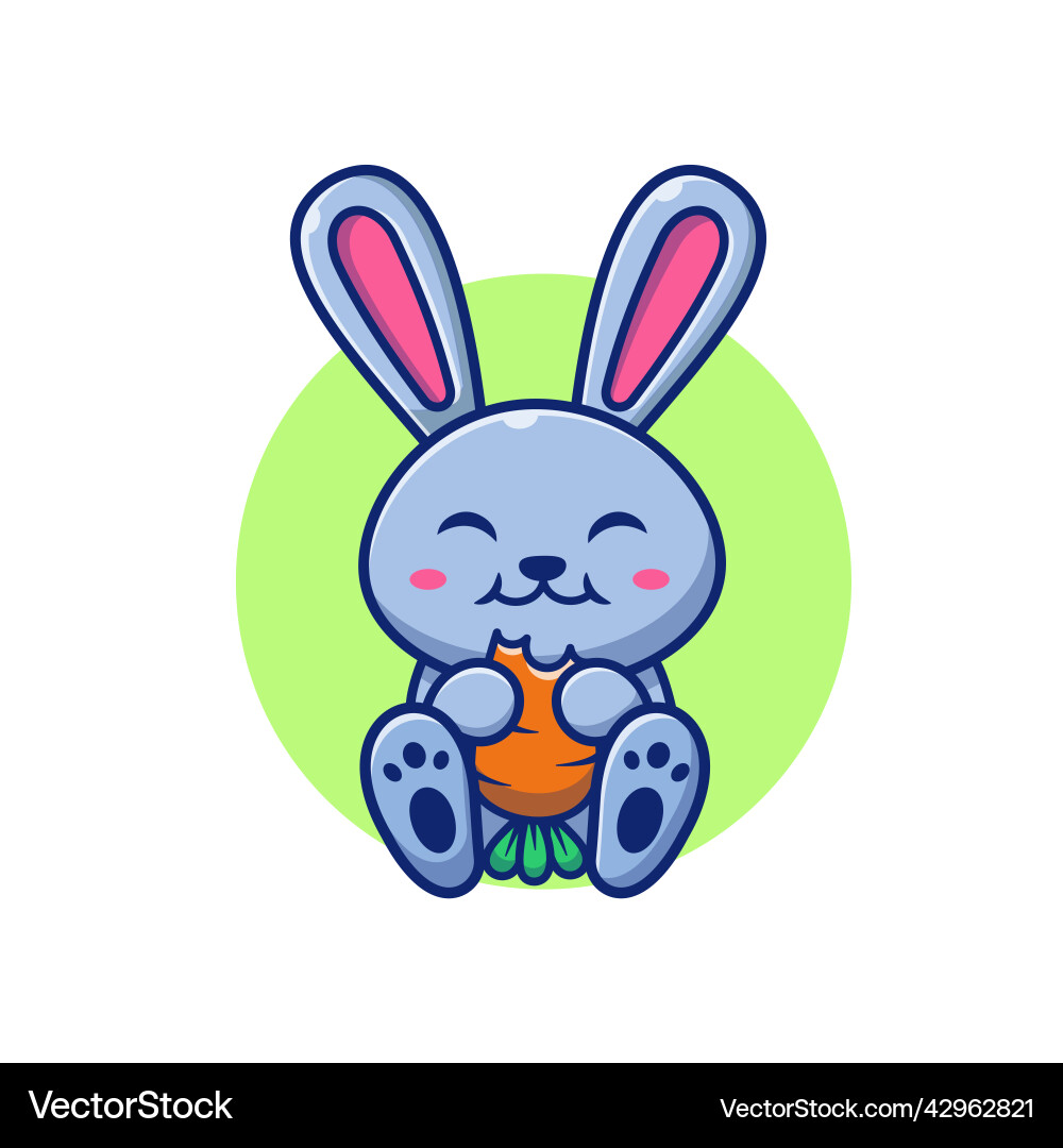 Cute rabbit eating carrot cartoon Royalty Free Vector Image