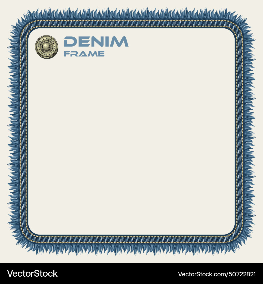 Denim Frame with Fringe Stitching Royalty Free Vector Image