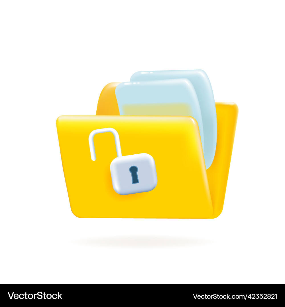 Folder icon with lock 3d design Royalty Free Vector Image