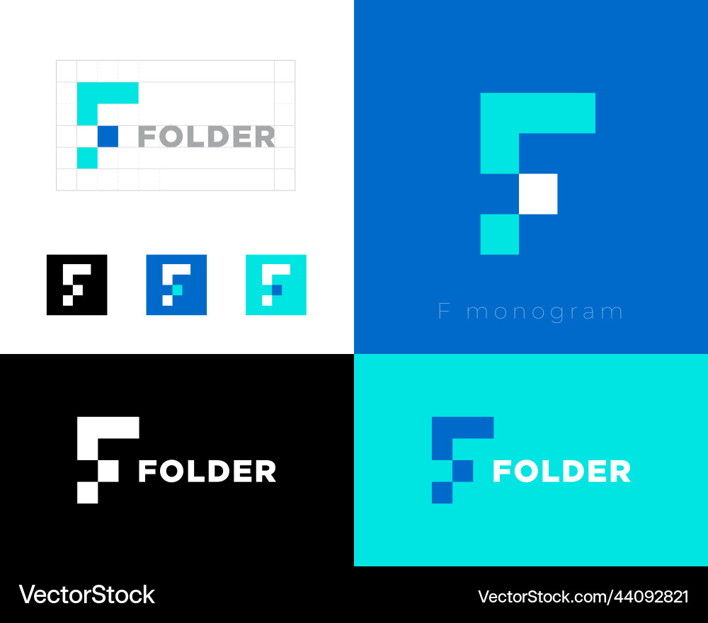Folder logo f monogram pixel art identity – Royalty-Free Vector ...