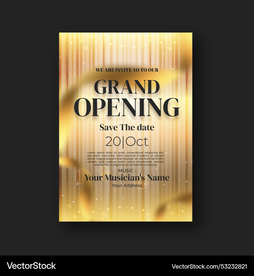 Grand opening ceremony invitation or flyer design Vector Image