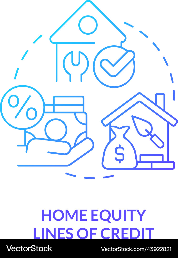 Home equity lines of credit blue gradient concept Vector Image