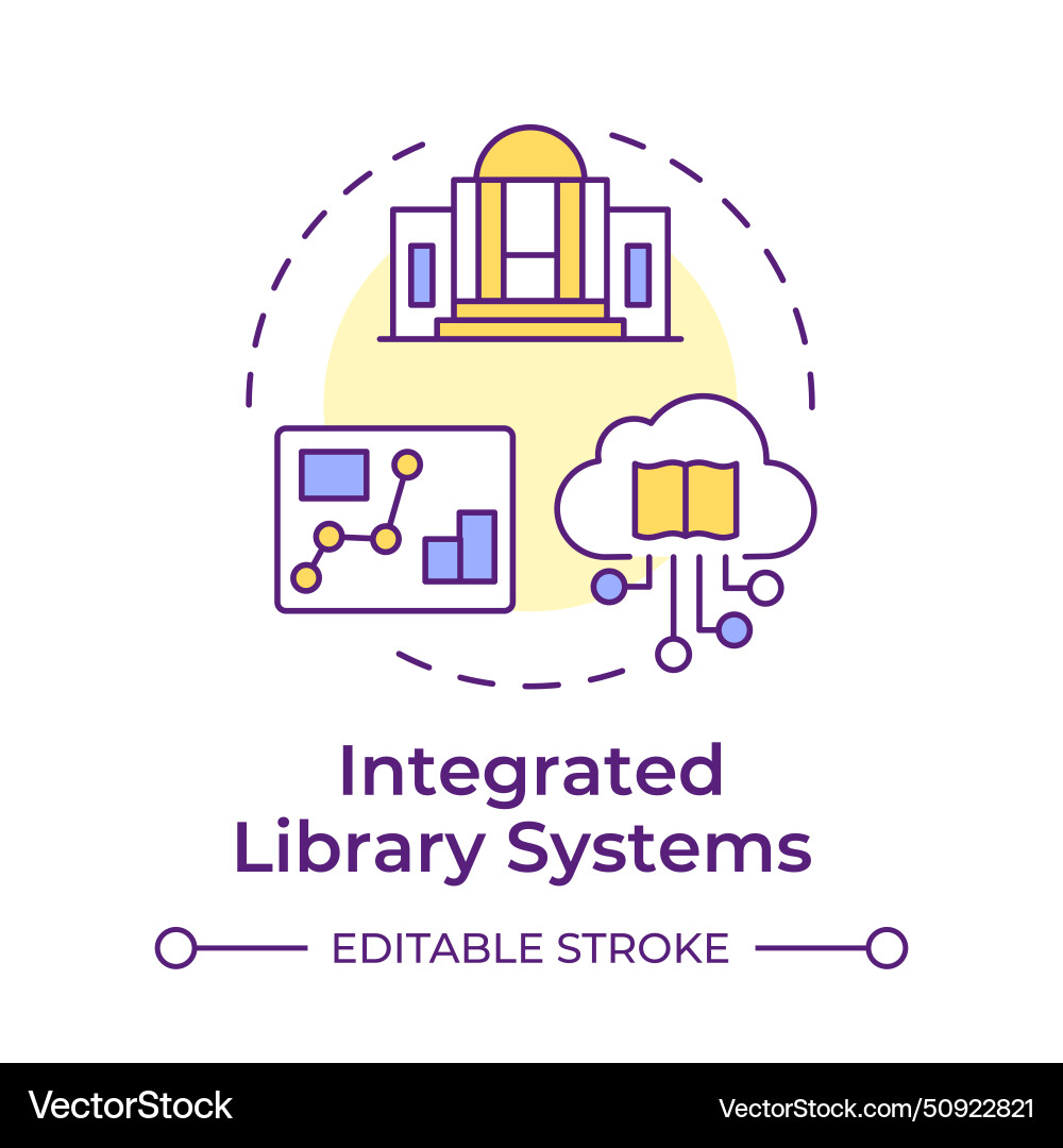 Integrated library systems multi color concept Vector Image