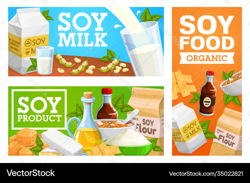 Organic Soybeans & Soy Milk Royalty Free Vector Image