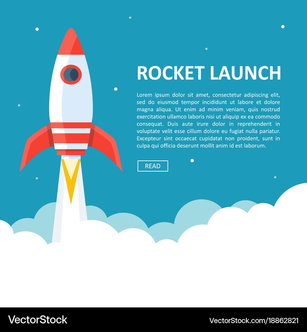 Rocket launch copyspace Royalty Free Vector Image