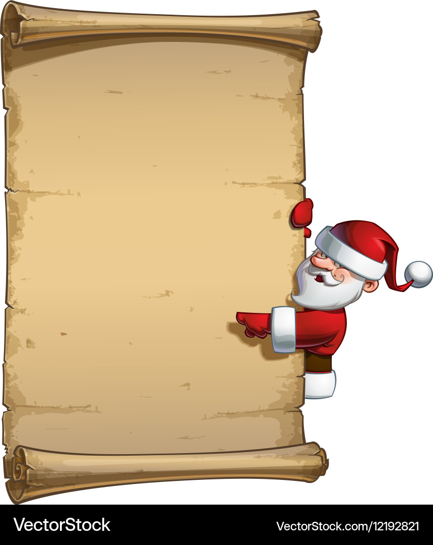 Smiling Santa Scroll with Blank Label Royalty Free Vector