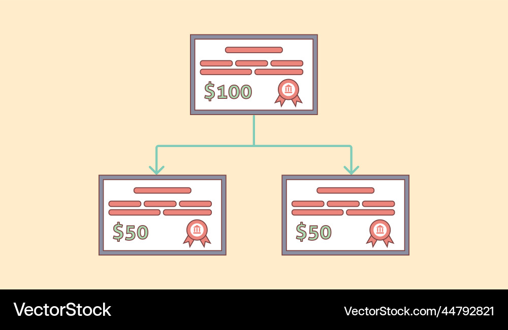 Stock split concept for market trading Royalty Free Vector