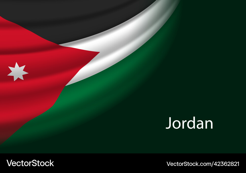 Wave flag of jordan on dark background banner Vector Image