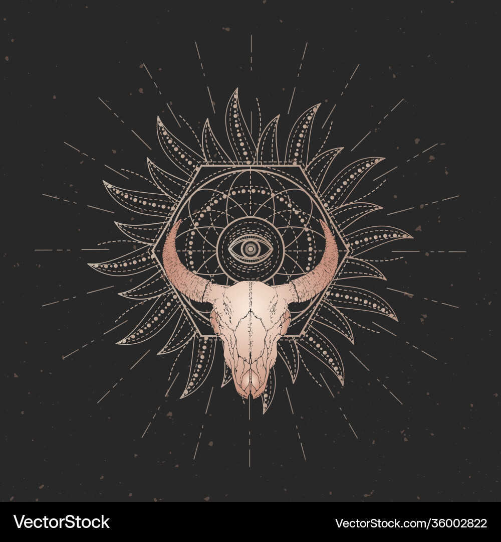 Bull skull and sacred symbol Royalty Free Vector Image
