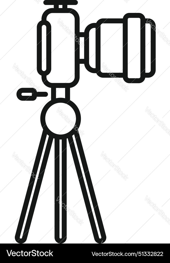 Camera on tripod line art Royalty Free Vector Image