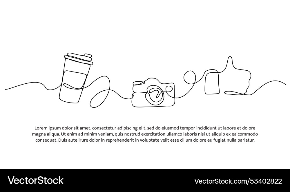 Continuous one line design of photography Vector Image