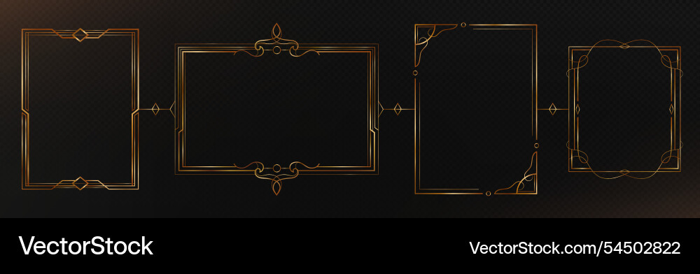 Elegant thin gold frames set Royalty Free Vector Image