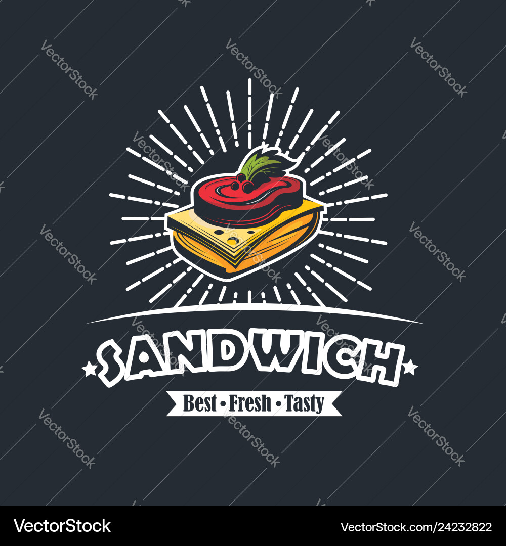 Emblem with sandwich Royalty Free Vector Image