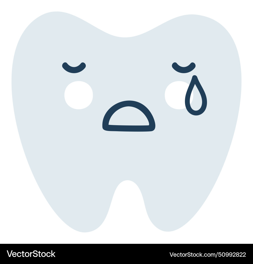 Gray crying tooth emoji icon cute character Vector Image