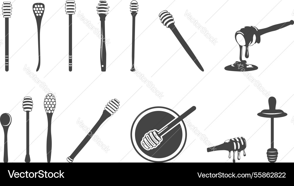 Honey dipper svg silhouette Royalty Free Vector Image
