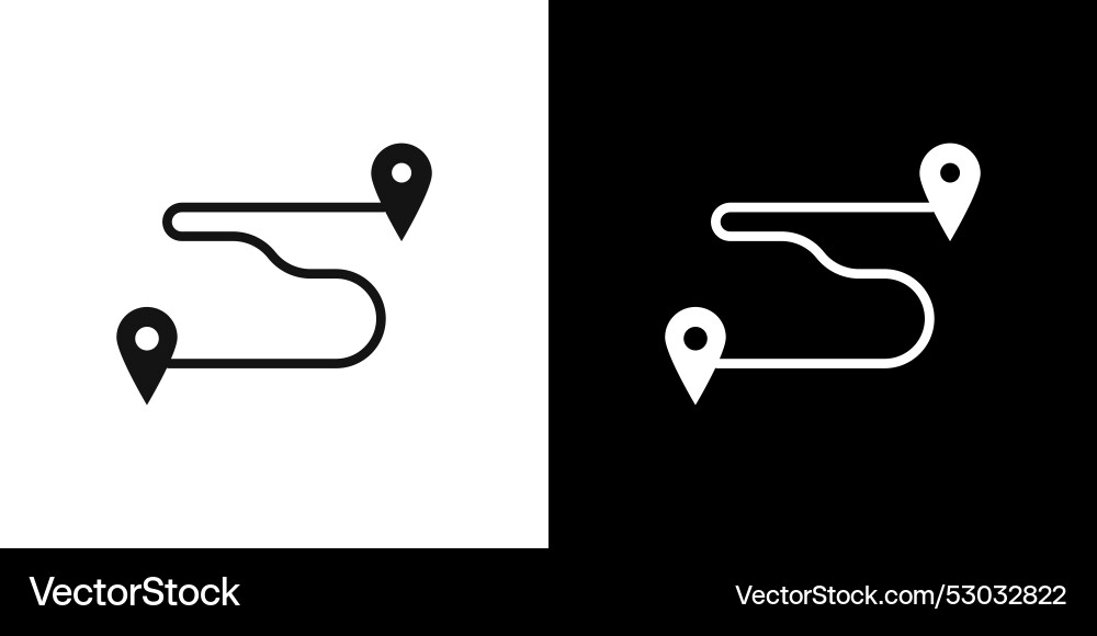 Navigation route icon logo set Royalty Free Vector Image