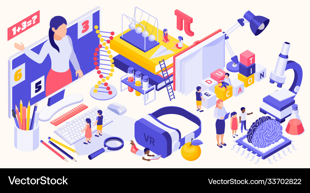 Stem education isometric concept Royalty Free Vector Image