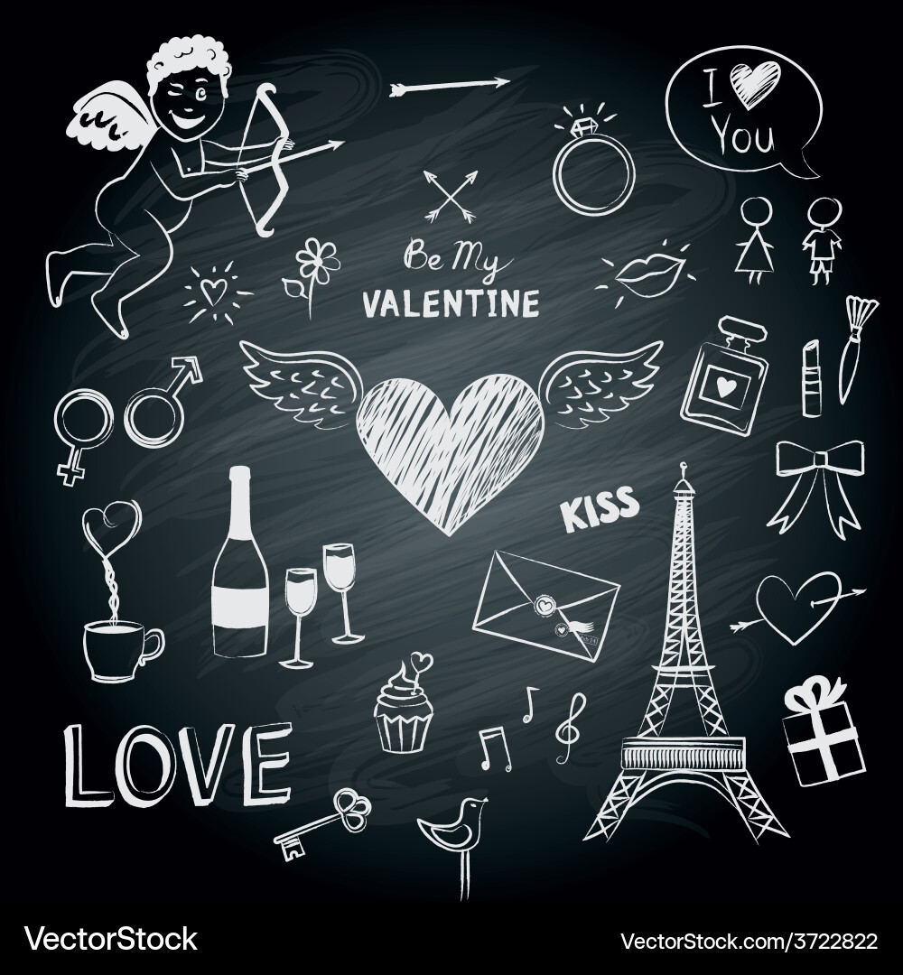 Valentine's Day Chalkboard Symbols Royalty Free Vector Image