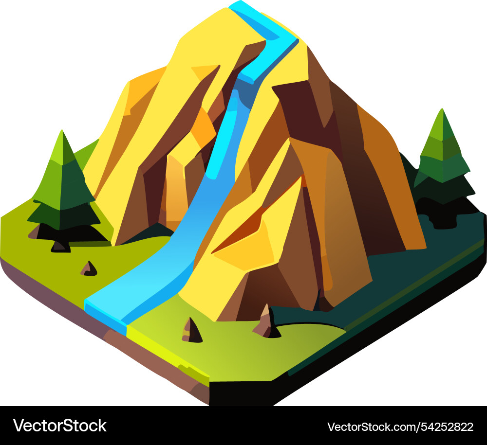 Vibrant low-poly gold mine landscape Royalty Free Vector