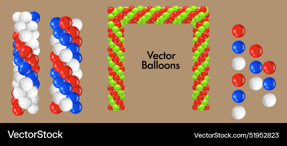 Festive colorful balloons set helium balls Vector Image