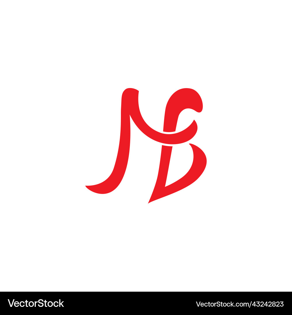 Letter nb rb abstract curves simple logo Vector Image