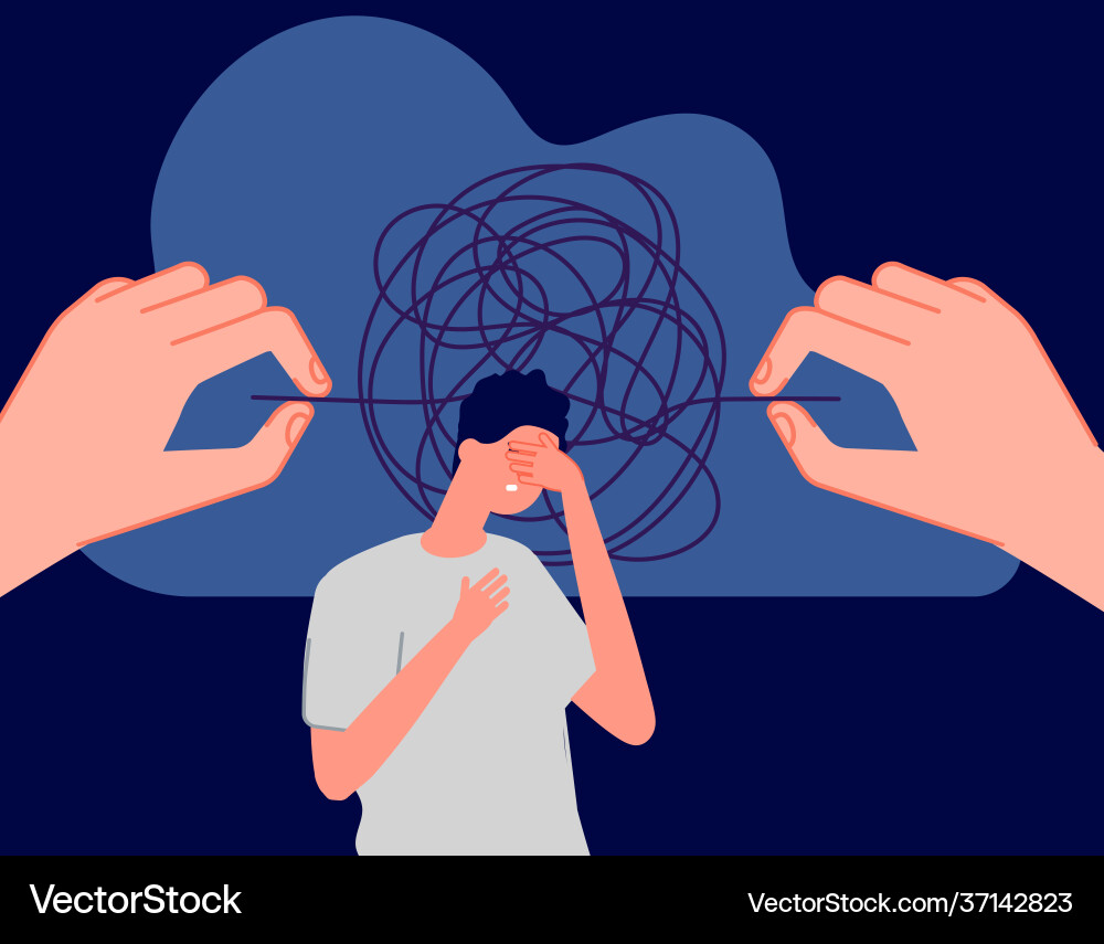 Man Struggling with Mental Health Royalty Free Vector Image