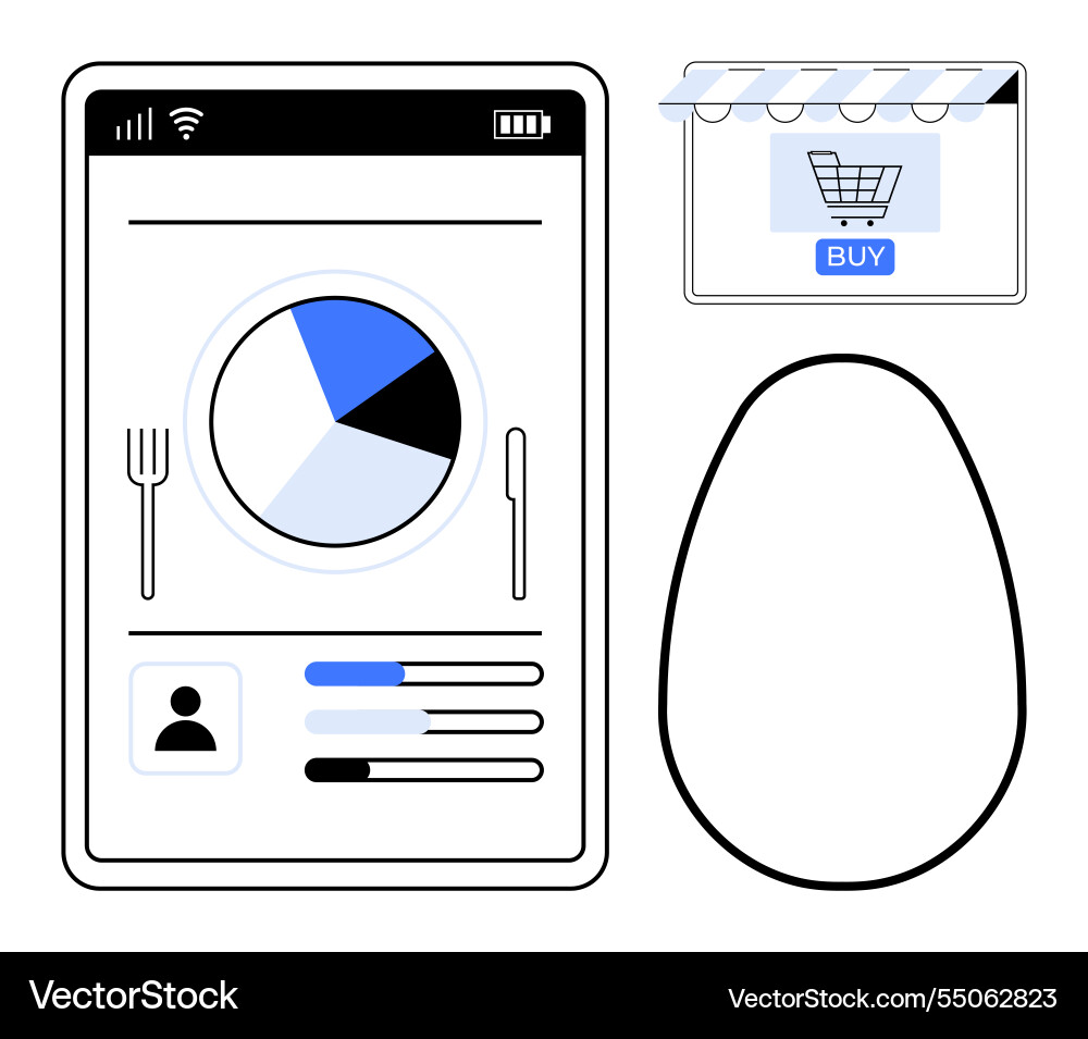 Mobile app ui with pie chart for diet tracking Vector Image