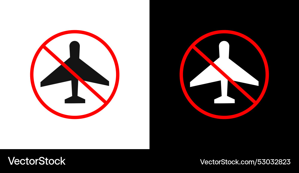 No flight or fly zone icon logo set Royalty Free Vector