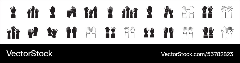 Raise hand symbols raised hands icon sign Vector Image