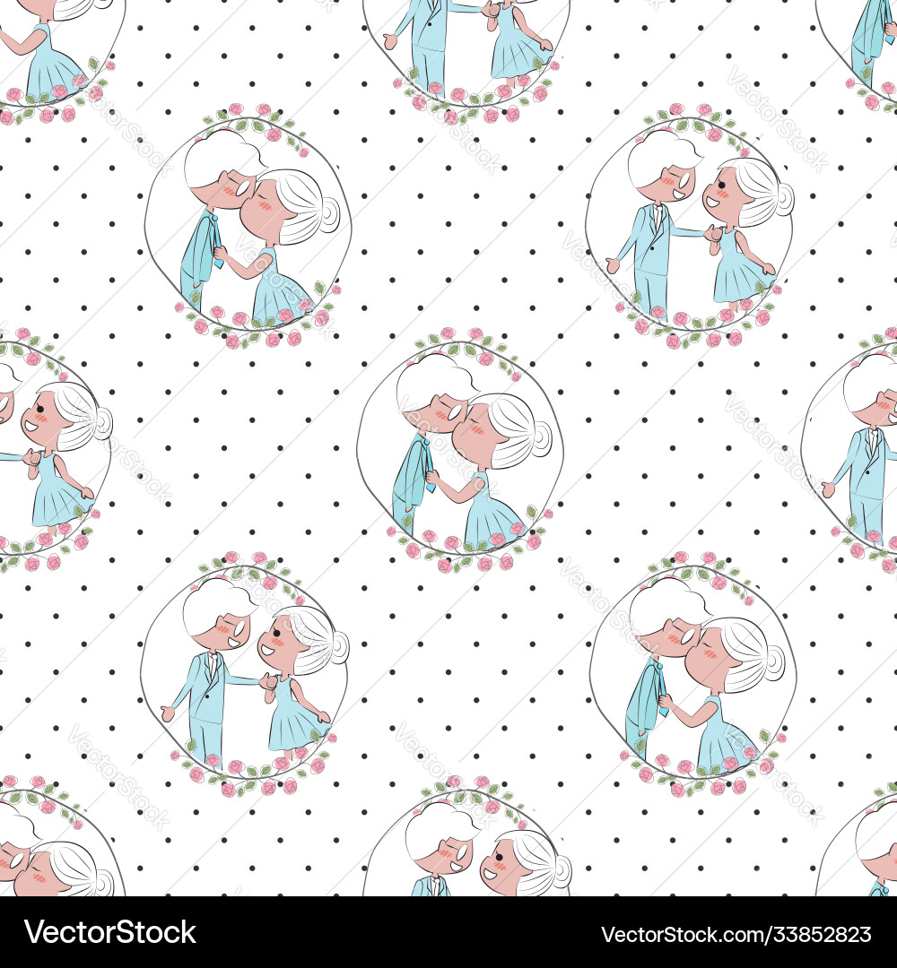 Valentine's Day Dot Couple Pattern Royalty Free Vector Image