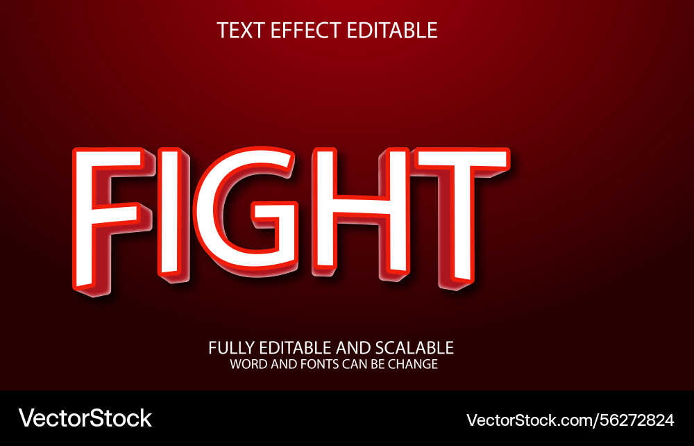 3d text effect fight editable Royalty Free Vector Image