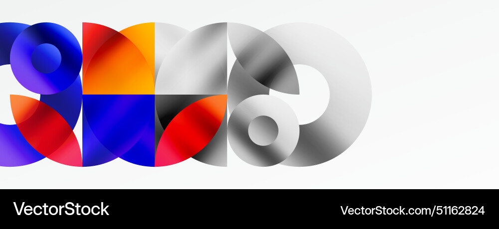Abstract art with circles and squares in electric Vector Image