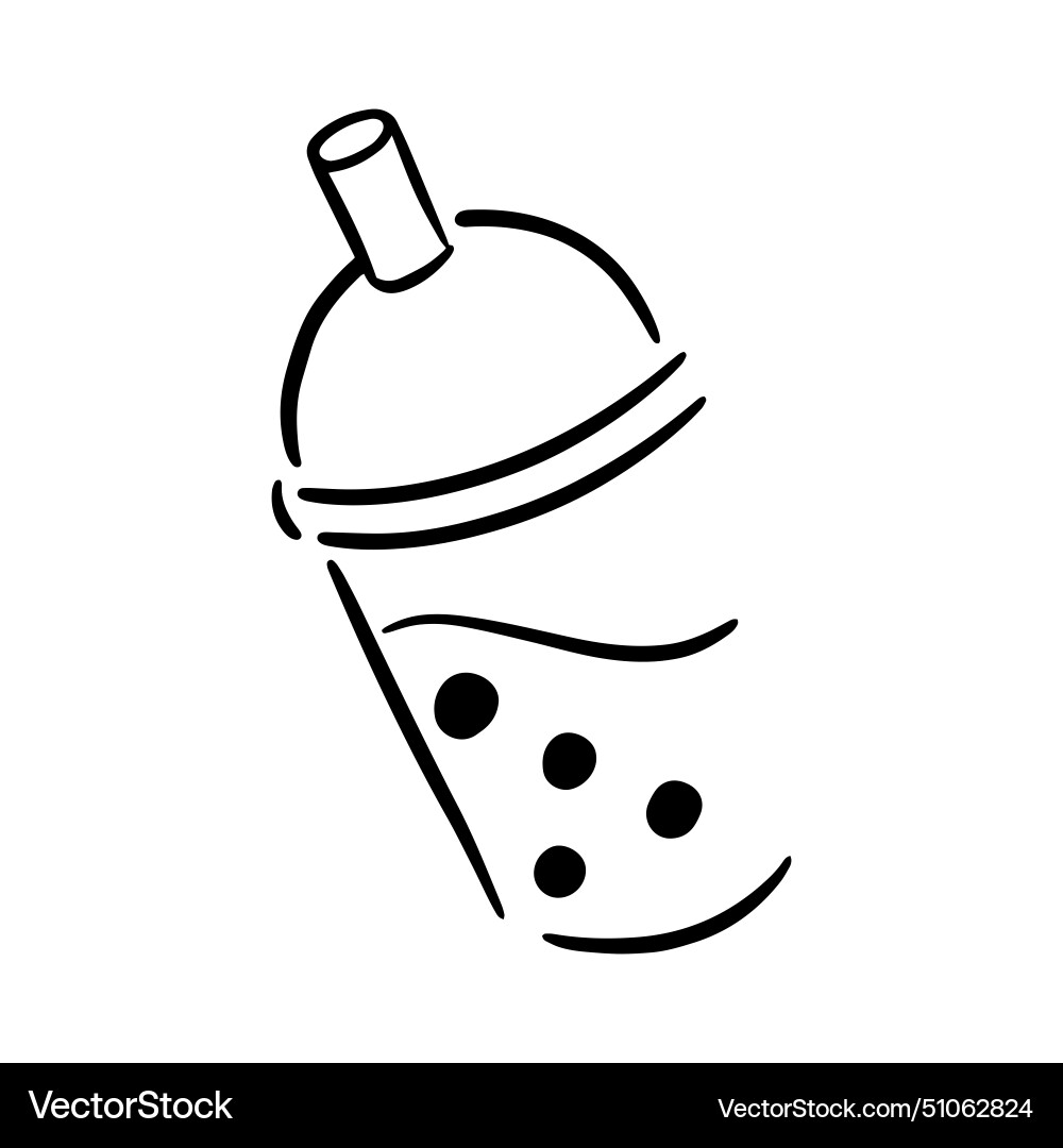 Abstract line of milk bubble tea doodle drawing Vector Image