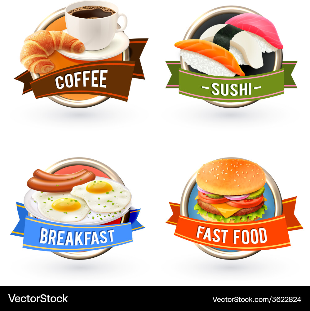 Breakfast labels set Royalty Free Vector Image