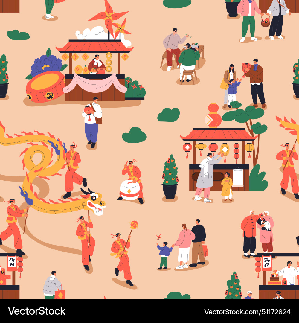 Chinese new year festival seamless pattern design Vector Image
