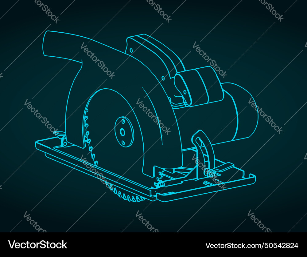 Circular saw isometric blueprint Royalty Free Vector Image