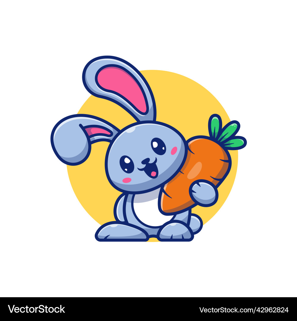 Cute rabbit with carrot cartoon Royalty Free Vector Image