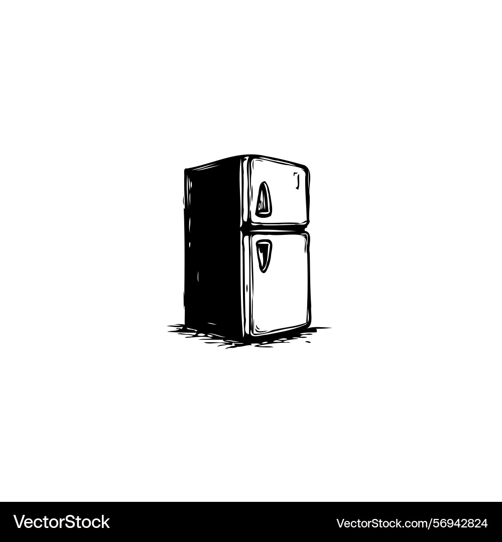 Monochrome fridge a simple black and white – Royalty-Free Vector ...