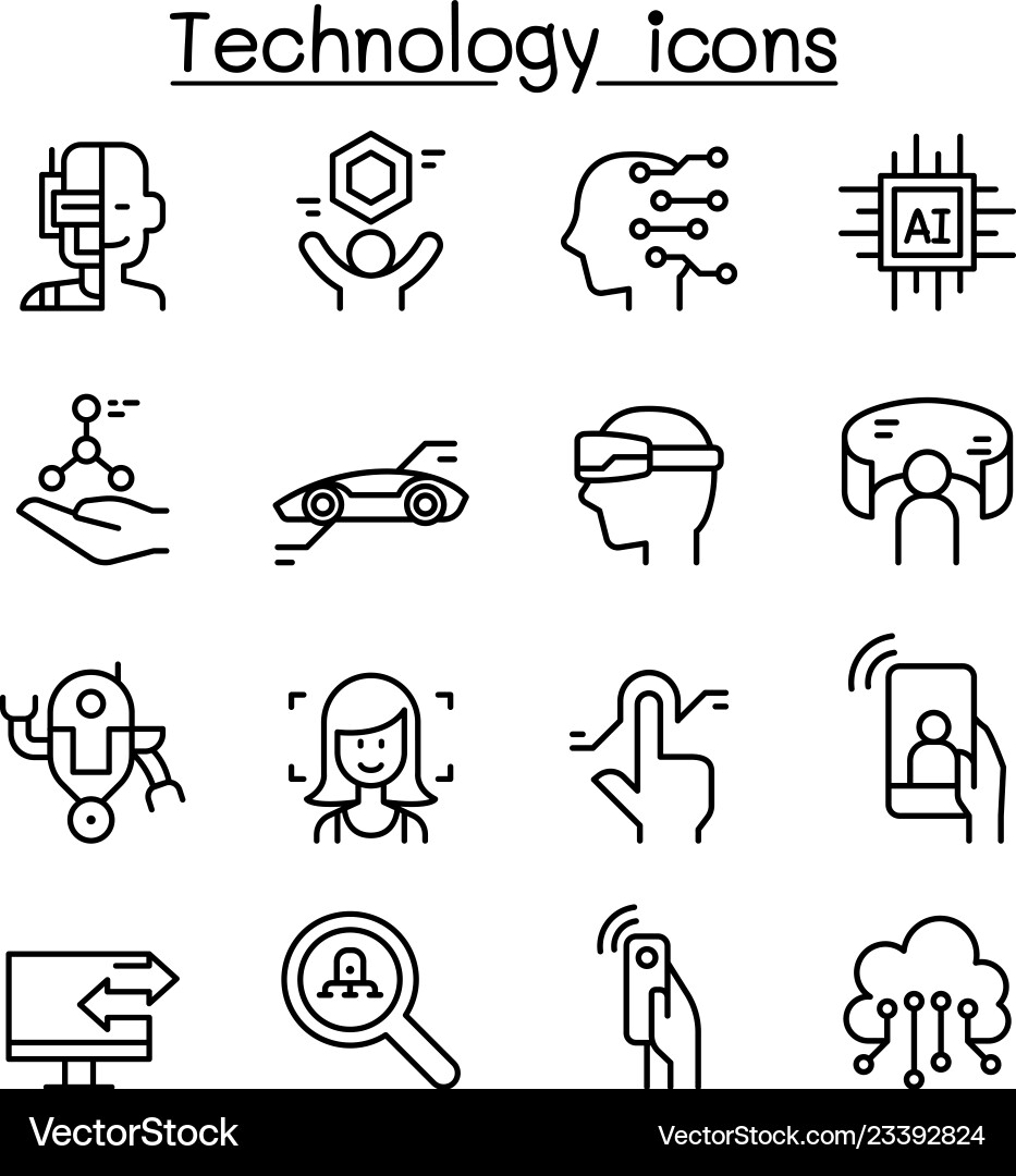 New technology icon set in thin line style Vector Image