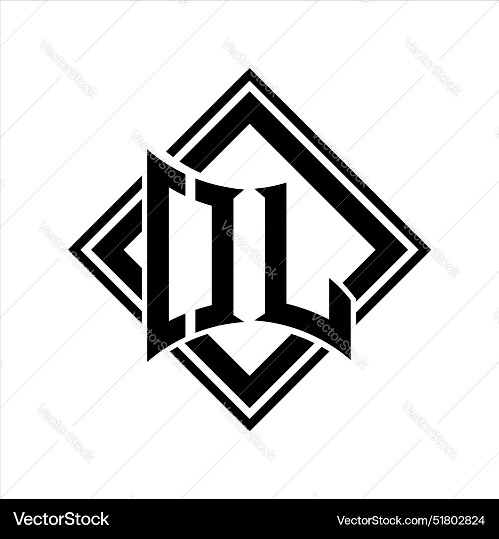 Ol letter logo with abstract shield shape Vector Image