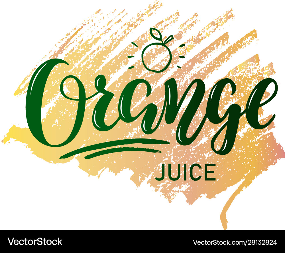 Orange juice lettering Royalty Free Vector Image
